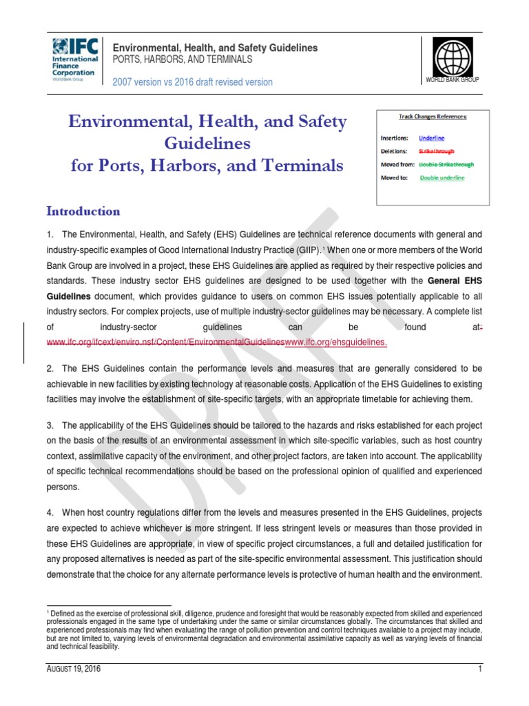 EHS Guidelines Technical Revision - Ports, Harbors, and Terminals ...