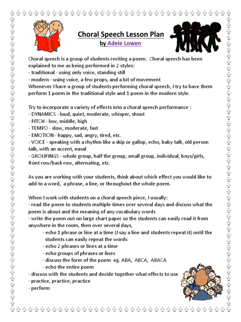 Choral Speech Lesson Plan | PDF | Poetry | Semiotics