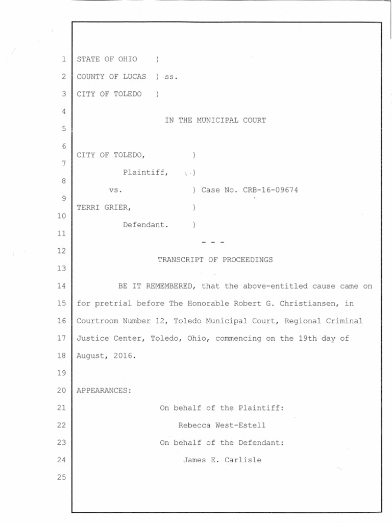 Terri Grier Transcript 08192016 | PDF | Prosecutor | Judiciaries