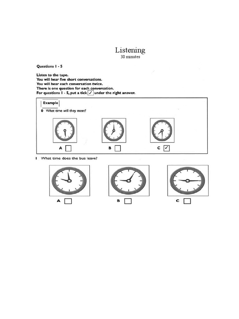 B1 Listening Answer Key | PDF