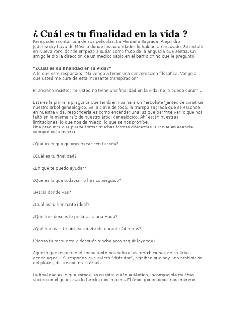 Cuál Es Tu Finalidad en La Vida | PDF | Science | Ciencia filosófica