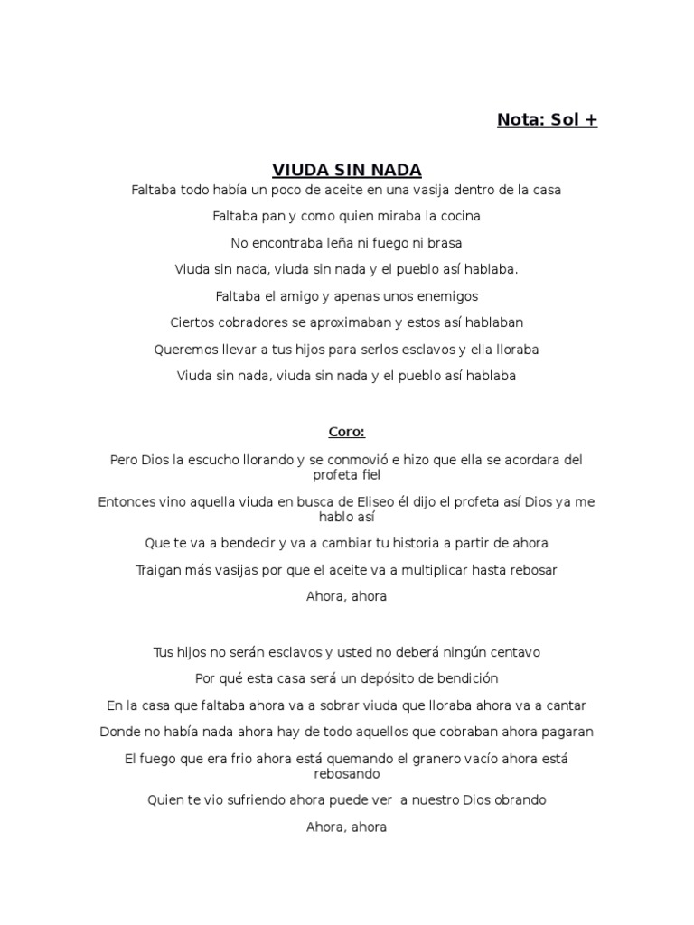 Viuda Sin Nada: Letra y Acordes | PDF
