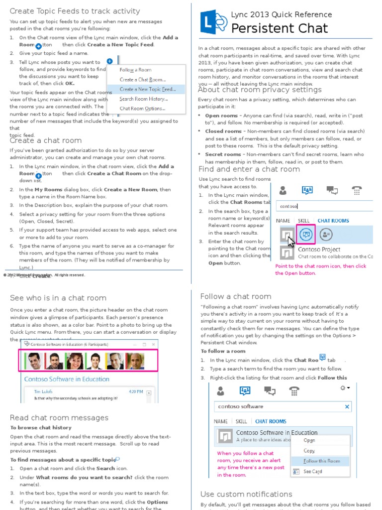 AF103015693 En-Us Lync 2013 QR Persistent Chat | PDF | Online Chat ...