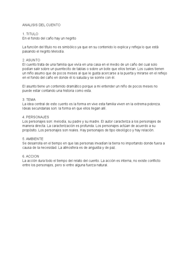 ANALISIS en El Fondo Del Caño | PDF | Ficción general | Poesía