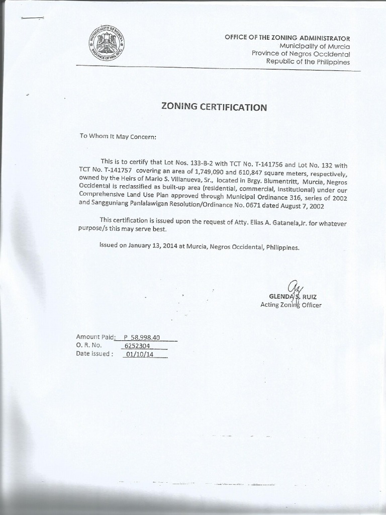 Zoning Certificate | PDF