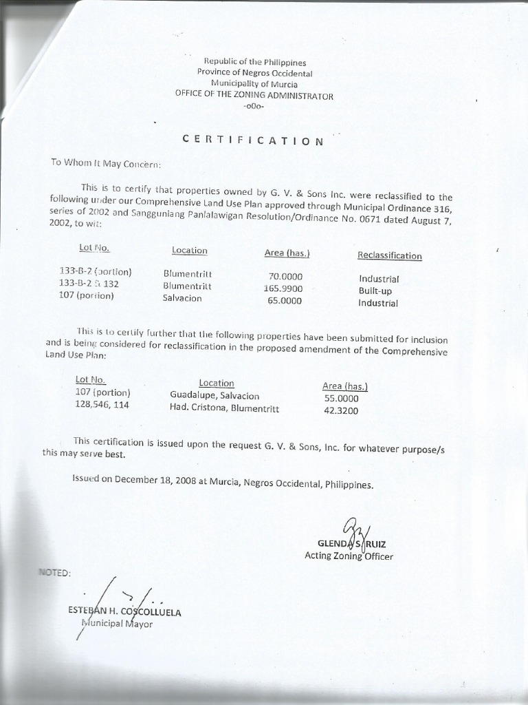 Zoning Certificate | PDF