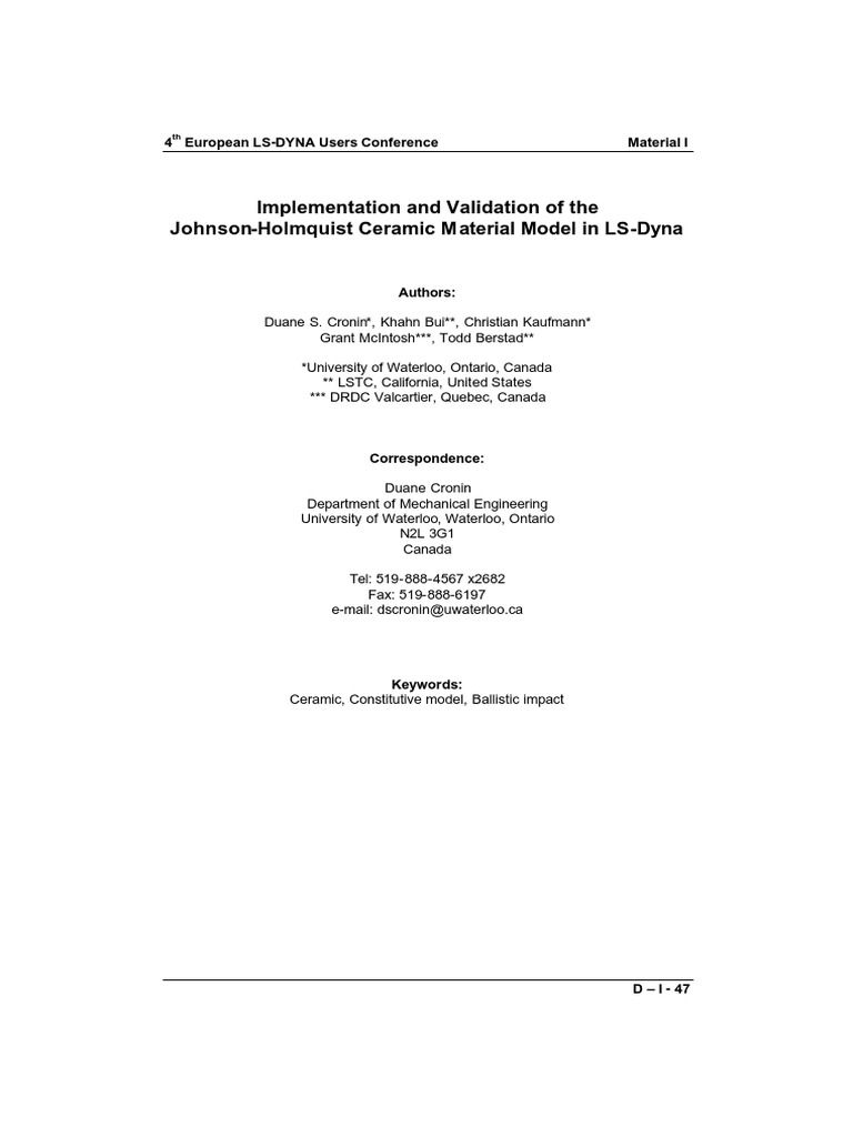 LS DYNA Glass Model | PDF | Strength Of Materials | Deformation ...