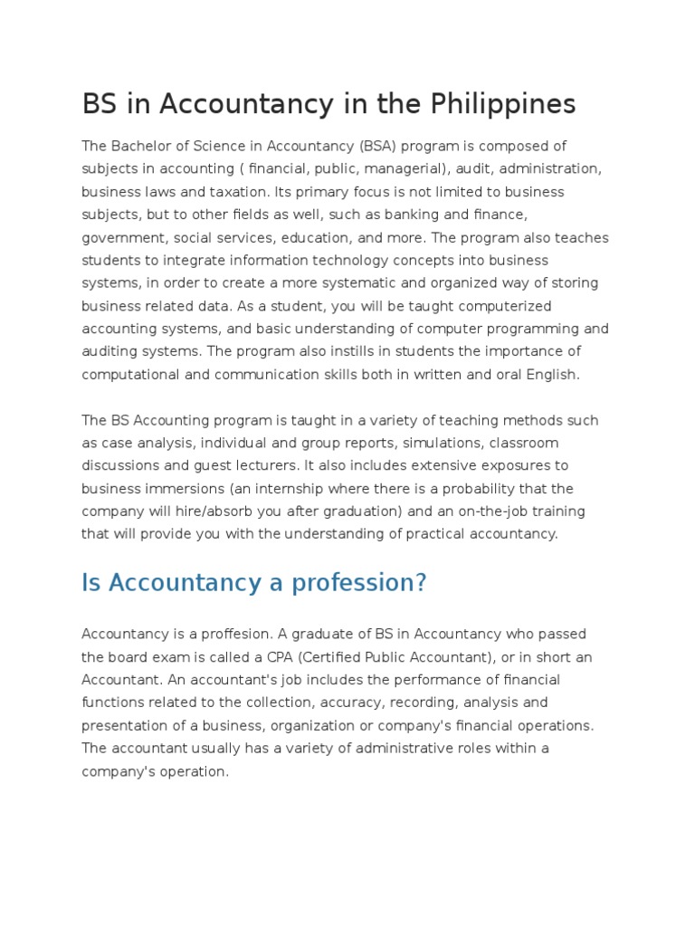 BS in Accountancy in The Philippines | Download Free PDF | University ...