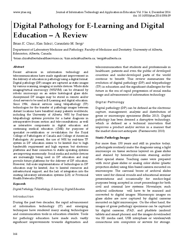 Digital Pathology For E-Learning and Digital Education - A Review | PDF ...
