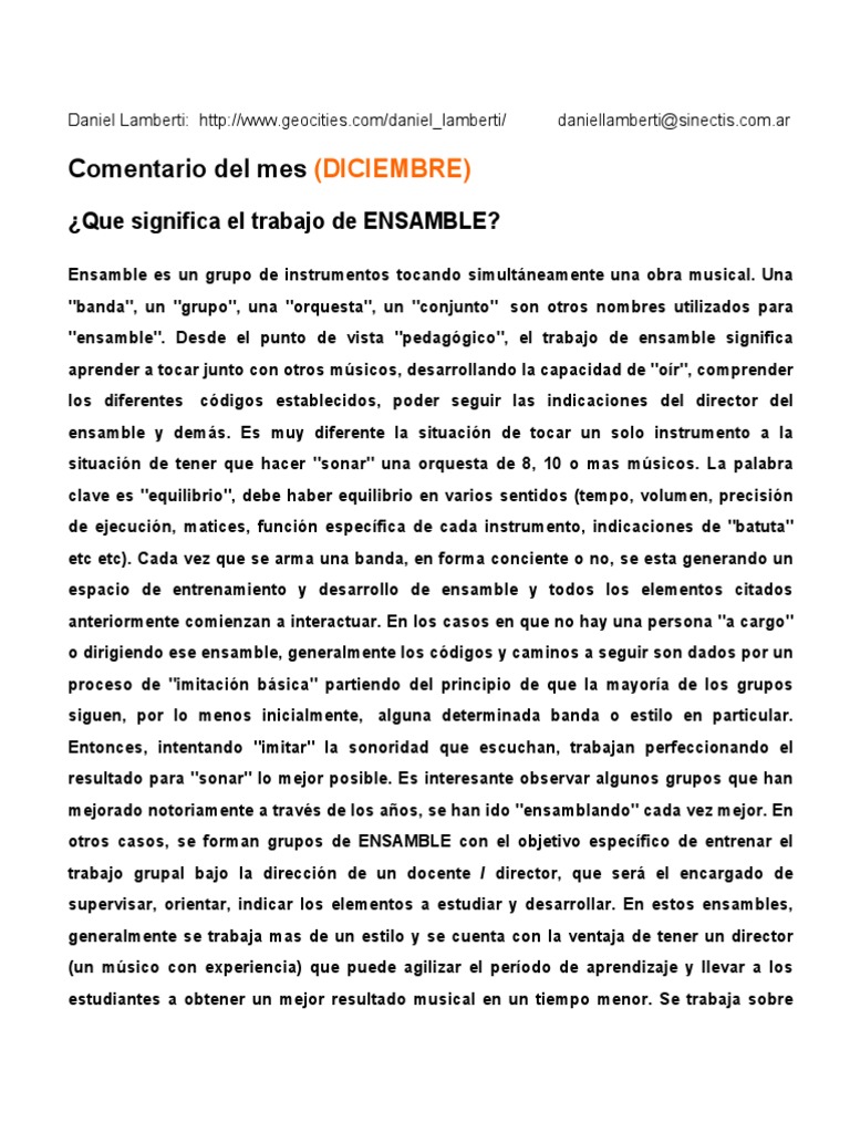 Significado y importancia del ensamble musical | PDF | Tempo ...