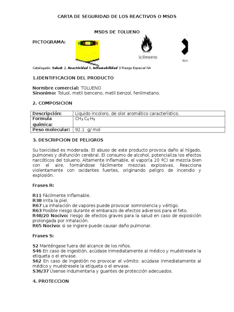 MSDS Tolueno Xileno y Varsol | PDF | Benceno | Tolueno