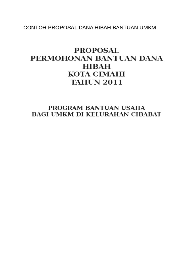Contoh Proposal Dana Hibah Bantuan Umkm | PDF