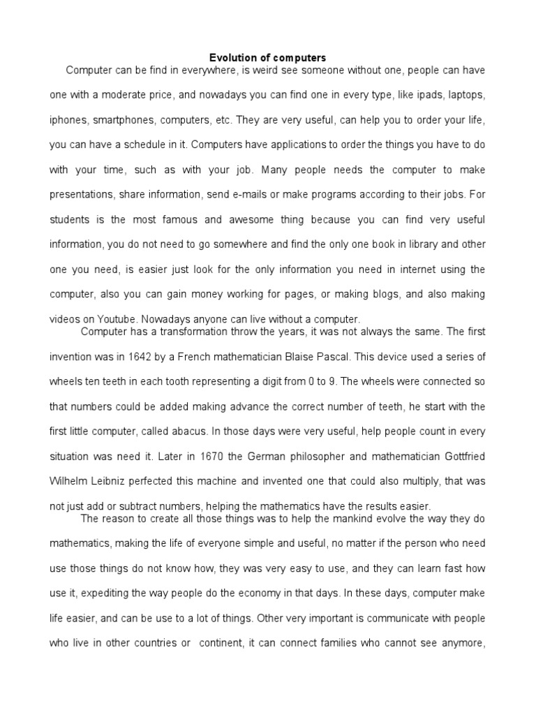 Essay Evolution of Computers | PDF | Apple Inc. | Steve Jobs