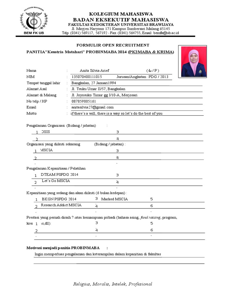 Formulir Open Recruitment | PDF