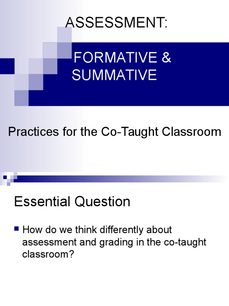 Co-Teaching: Formative & Summative Assessments | PDF | Educational ...