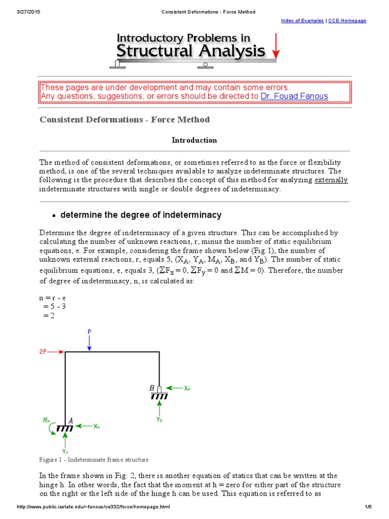 Consistent Deformations - Force Method | PDF | Deformation (Engineering) | Equations