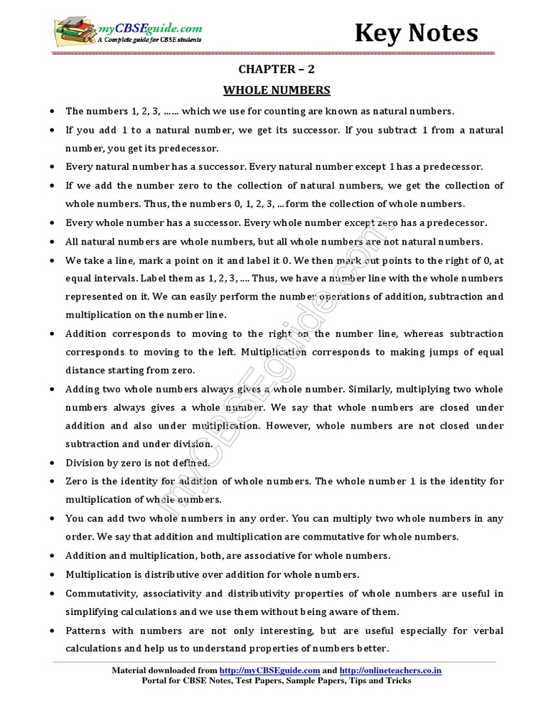 Chapter - 2 Whole Numbers | PDF | Teaching Methods & Materials