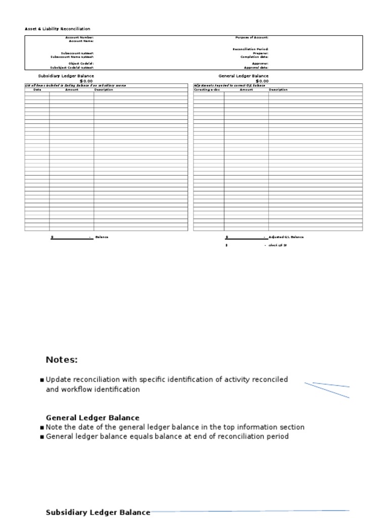 Reconciliation Template Example | PDF