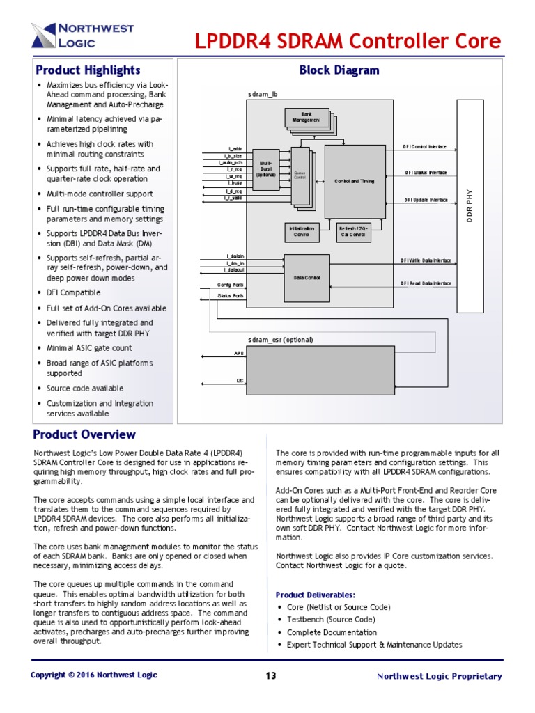 LPDDR4 SDRAM Controller Core | PDF | Computer Engineering | Electrical ...