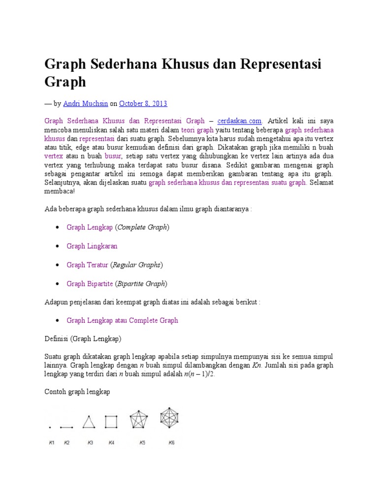 Contoh dan Representasi Graph Sederhana | PDF