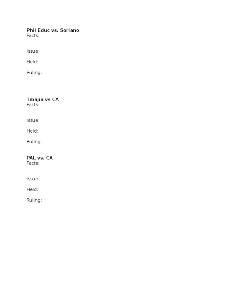 Facts: Issue: Held: Ruling:: Phil Educ vs. Soriano | PDF