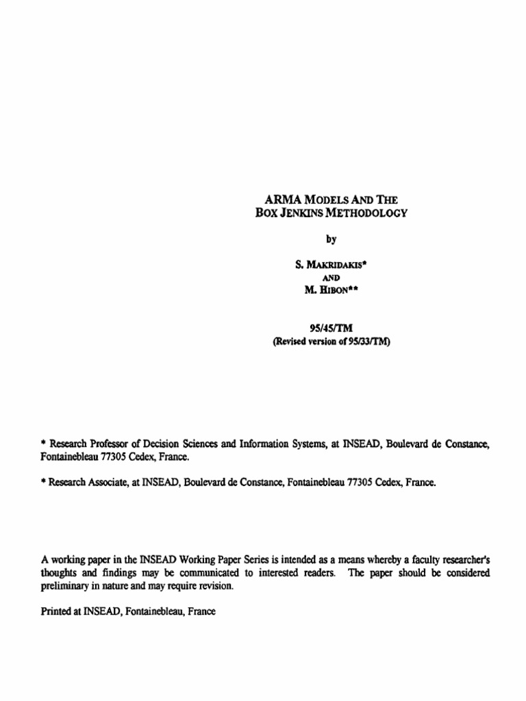 Arma Models and The Box Jenkins Methodology | PDF | Autoregressive ...