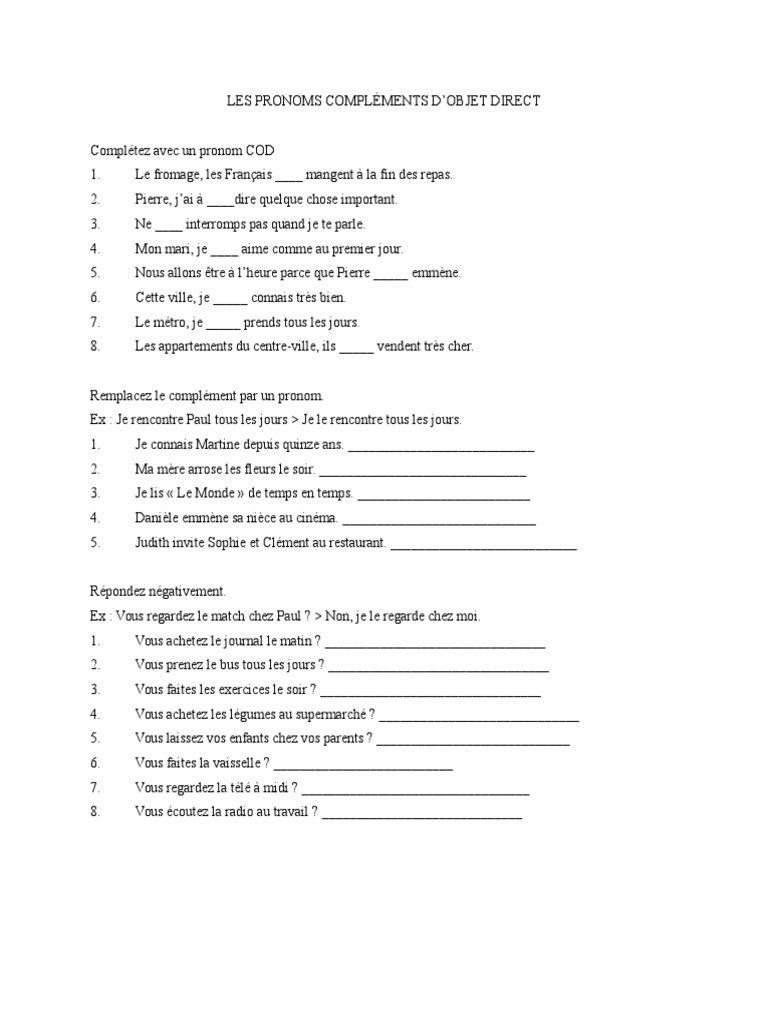 Les Pronoms Compléments D | PDF