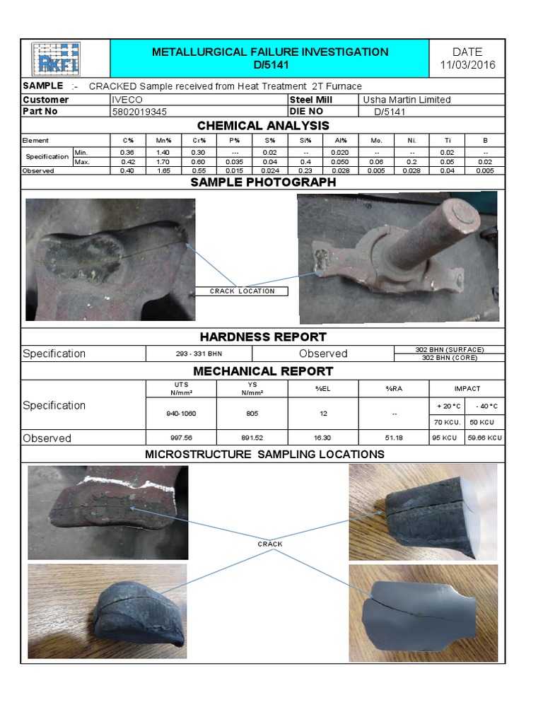 Chemical Analysis: Metallurgical Failure Investigation D/5141 | PDF