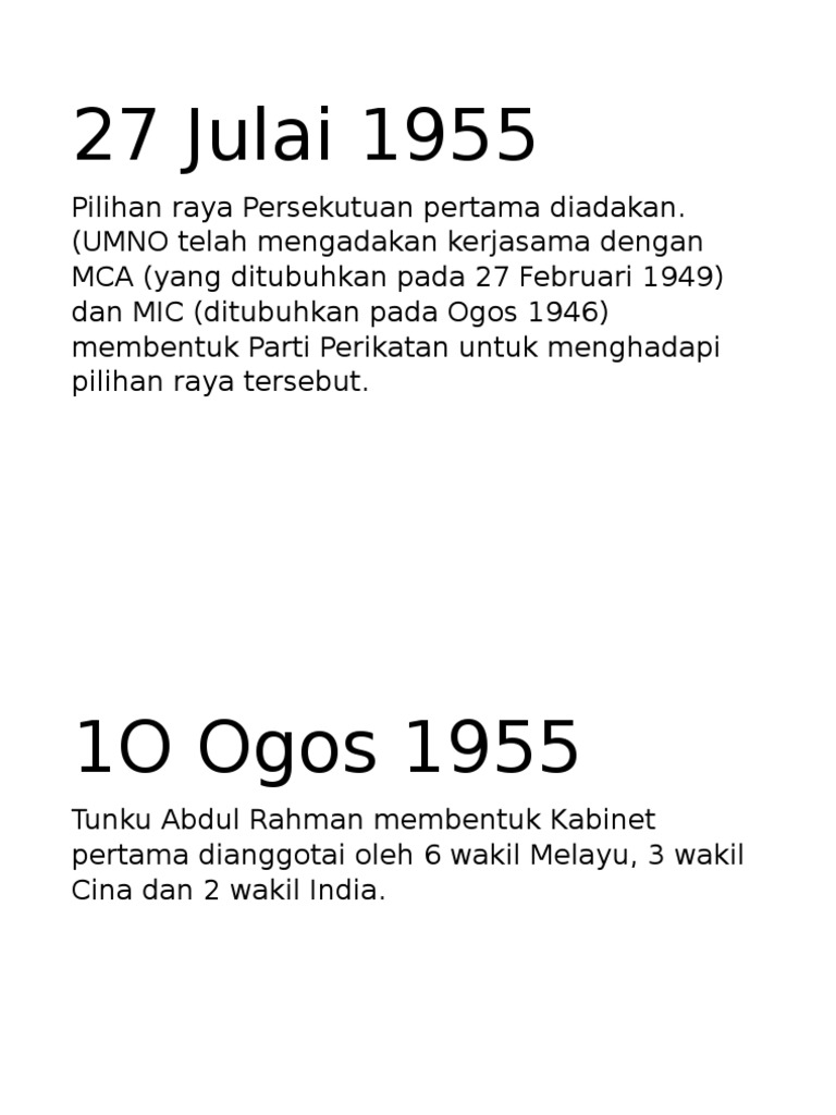 Kronologi Kemerdekaan Malaysia 1957 | PDF