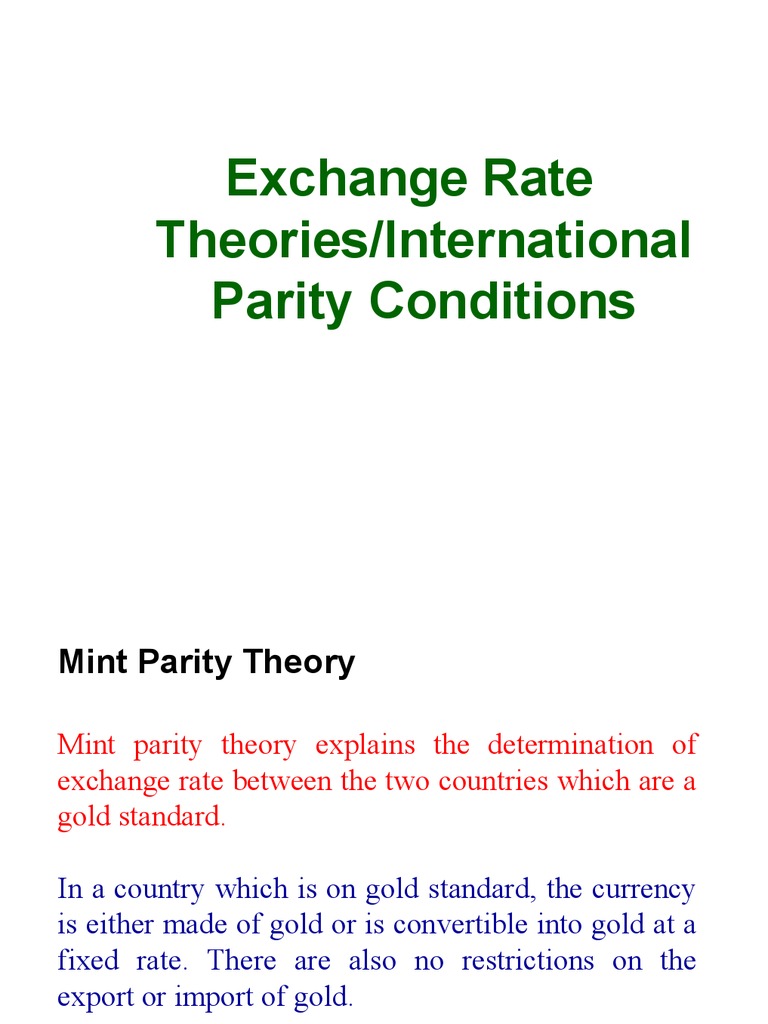 Mint Parity Theory and Exchange Rates | PDF | Purchasing Power Parity ...