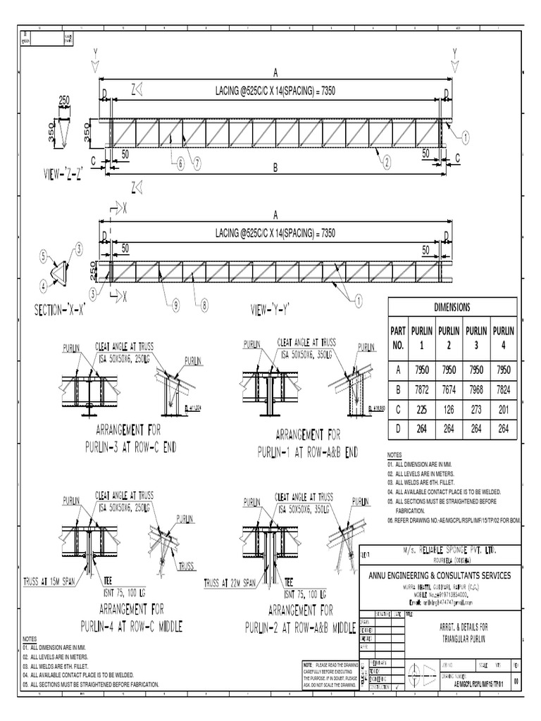 Arrgt.& Details For Triangular Purlin | PDF