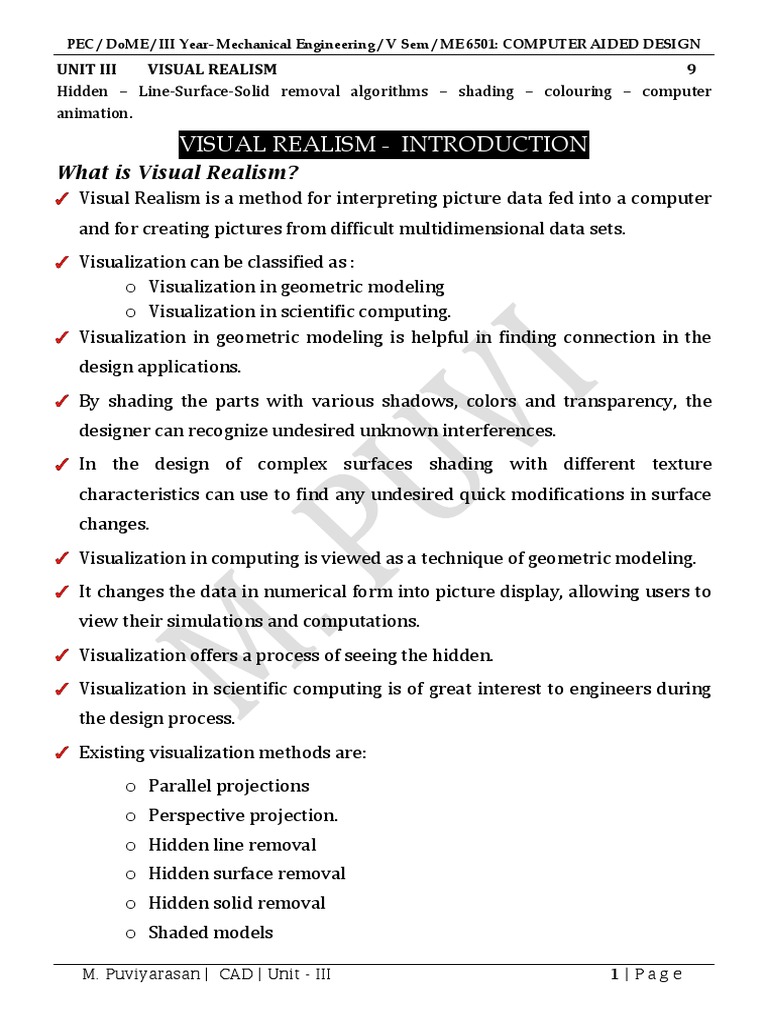 Techniques for Visual Realism in Computer Aided Design through Hidden ...
