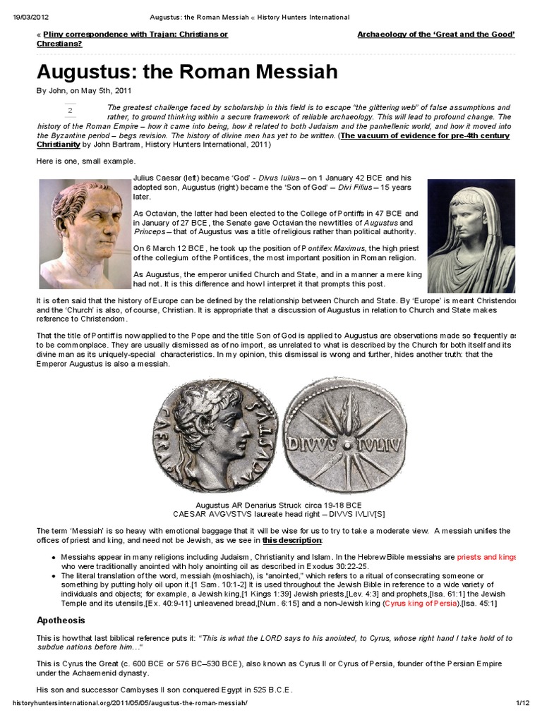 Augustus - The Roman Messiah History Hunters International | PDF ...
