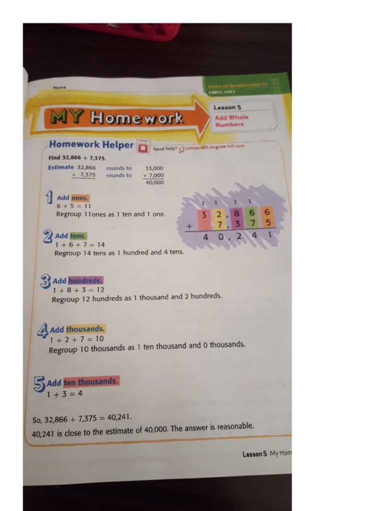 Chapter 2 Lesson 5 Math Book HW | PDF