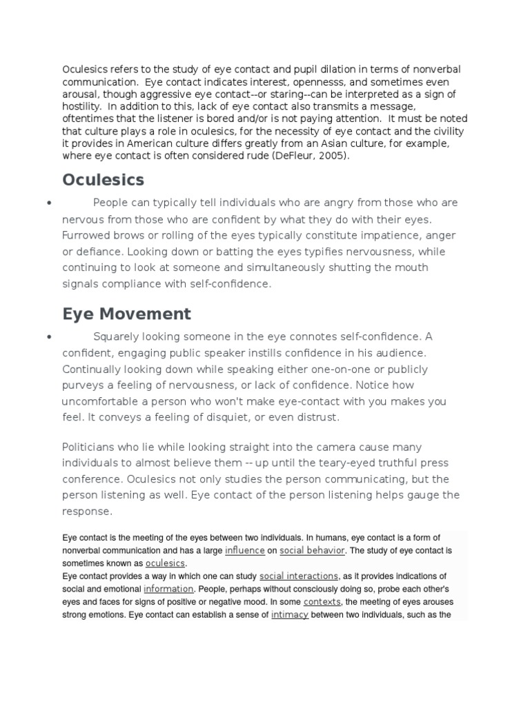 Oculesics | Nonverbal Communication | Psychological Concepts