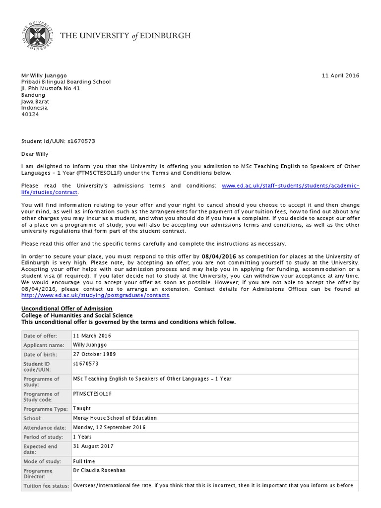 University of Edinburgh | PDF | Fee | Tuition Payments