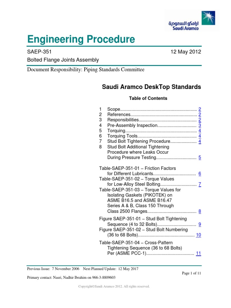 SAEP-351.pdf | Pipe (Fluid Conveyance) | Nut (Hardware)