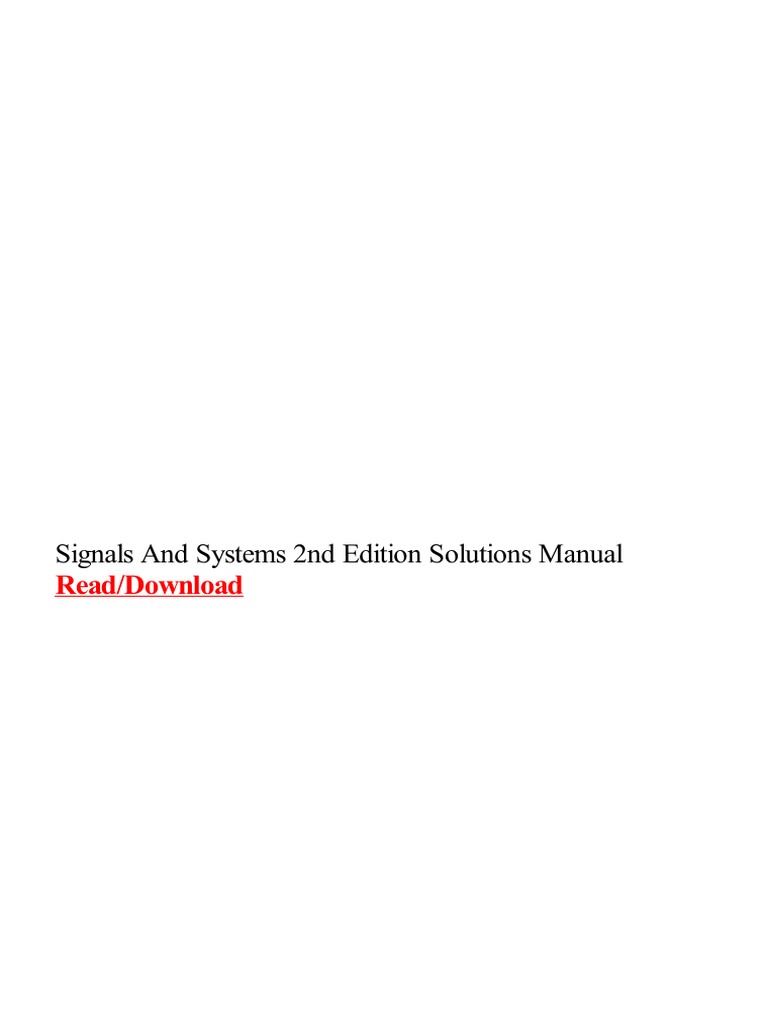 Signals and Systems 2nd Edition Solutions | PDF | Computing And ...