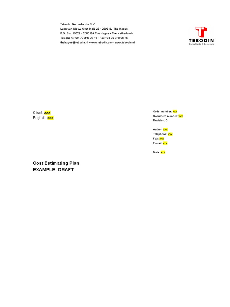 Cost Estimate Plan EXAMPLE | PDF | Exchange Rate | Industries