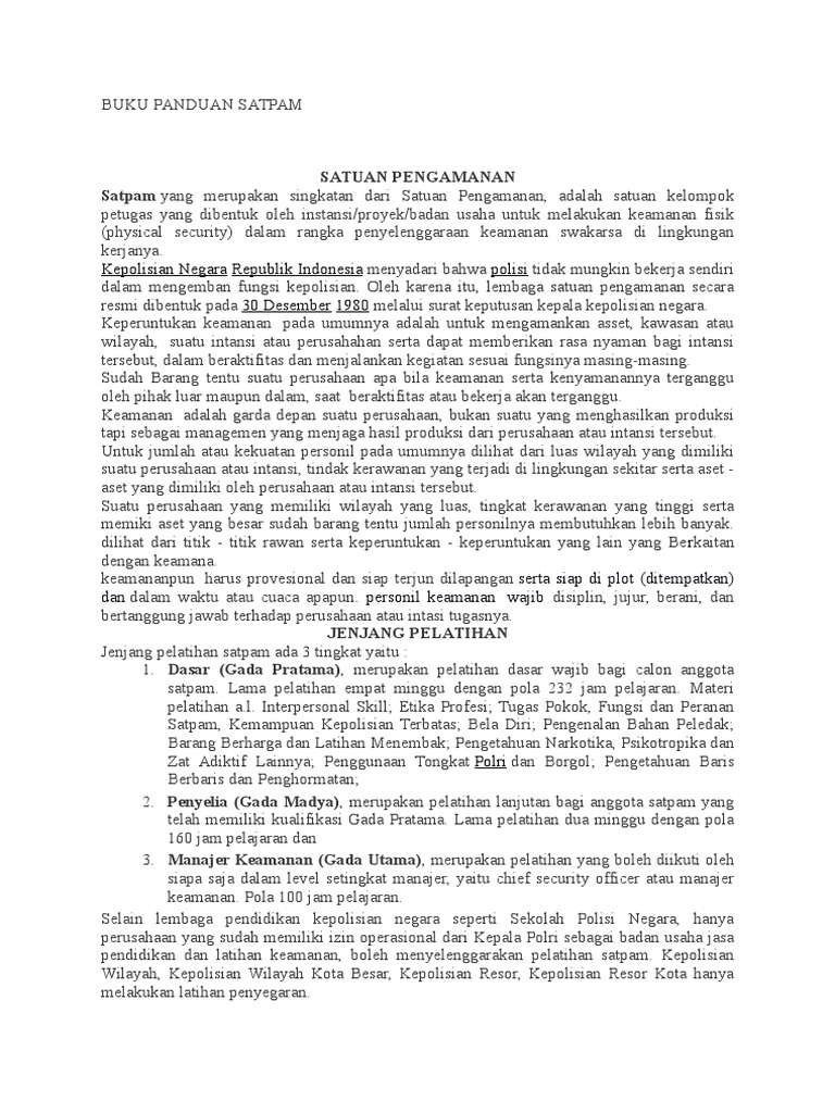 Buku Panduan Satpam | PDF