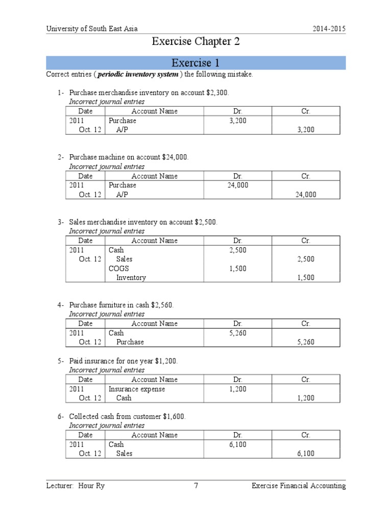 Exercise Periodic and Perpetual | PDF | Expense | Financial Accounting
