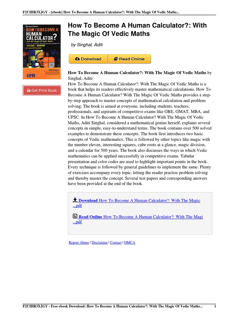 How To Become Human Calculator 8121939216 | PDF | Teaching Mathematics ...