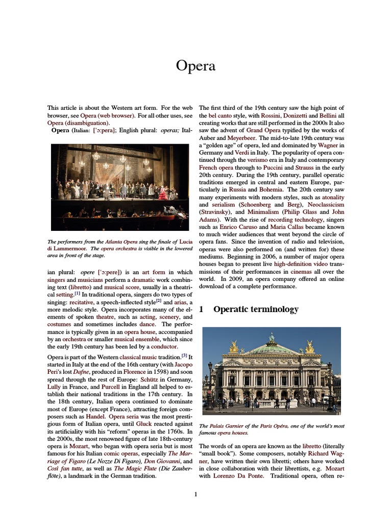Opera | PDF | Opera | Classical And Art Music Traditions