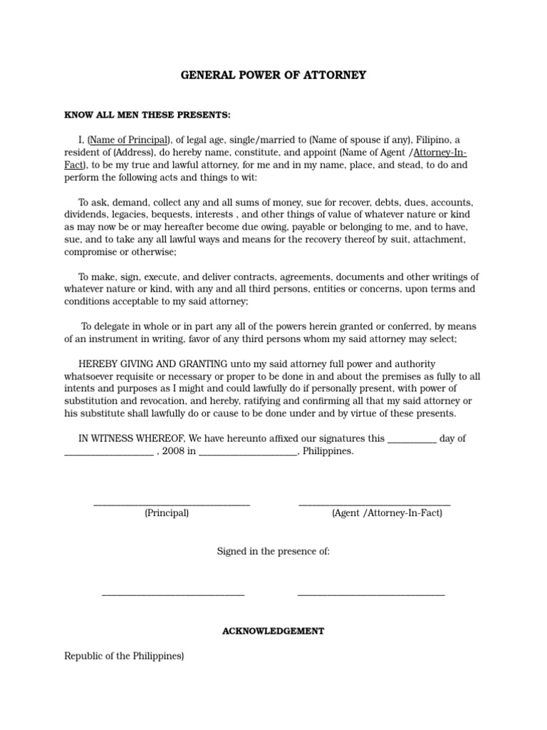 General Power of Attorney | PDF | Power Of Attorney | Interest