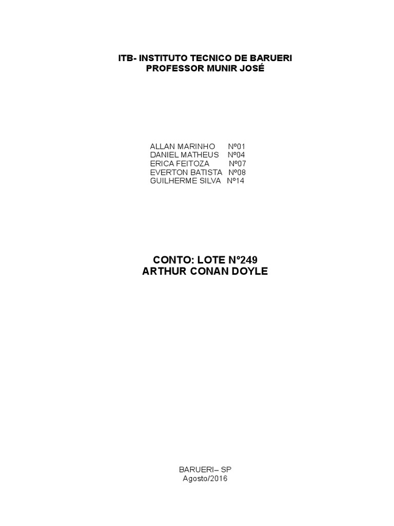 O Lote 249 Arthur Conan Doyle | PDF | Arthur Conan Doyle | Ficção gótica