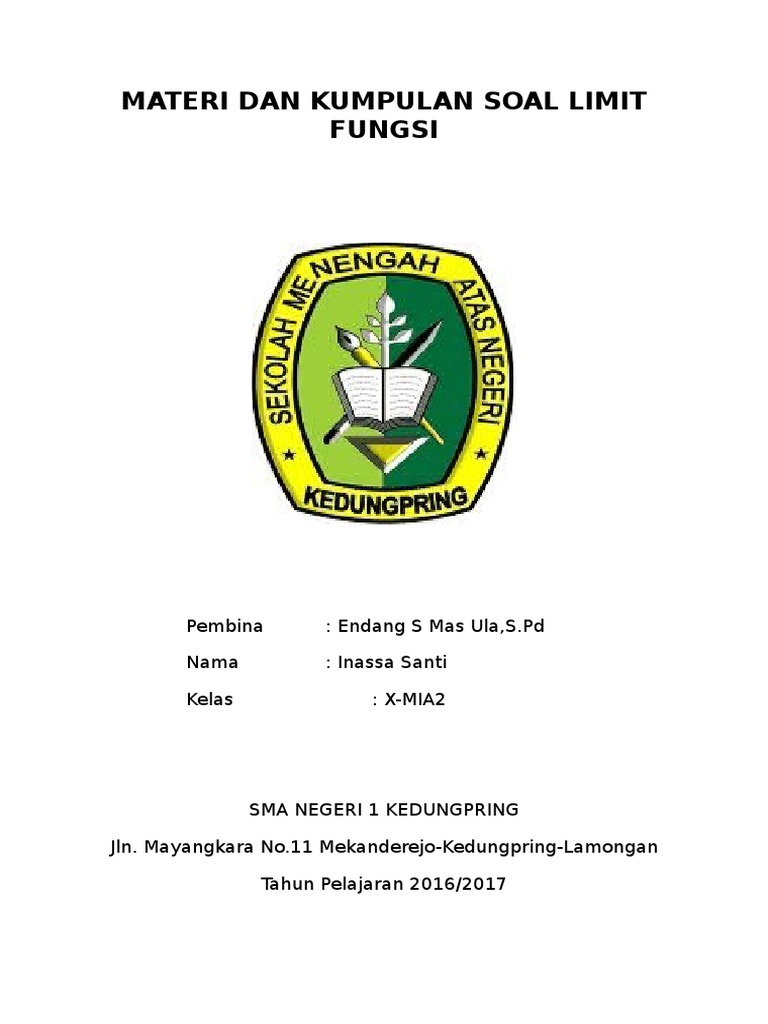 Materi Limit Fungsi SMA Kedungpring | PDF | Komputer