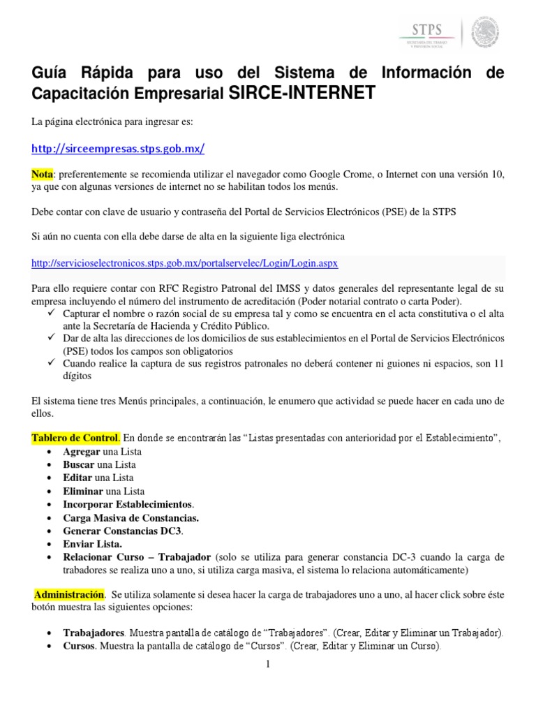 SIRCE Guía Rápida | PDF | Point and Click | Correo electrónico
