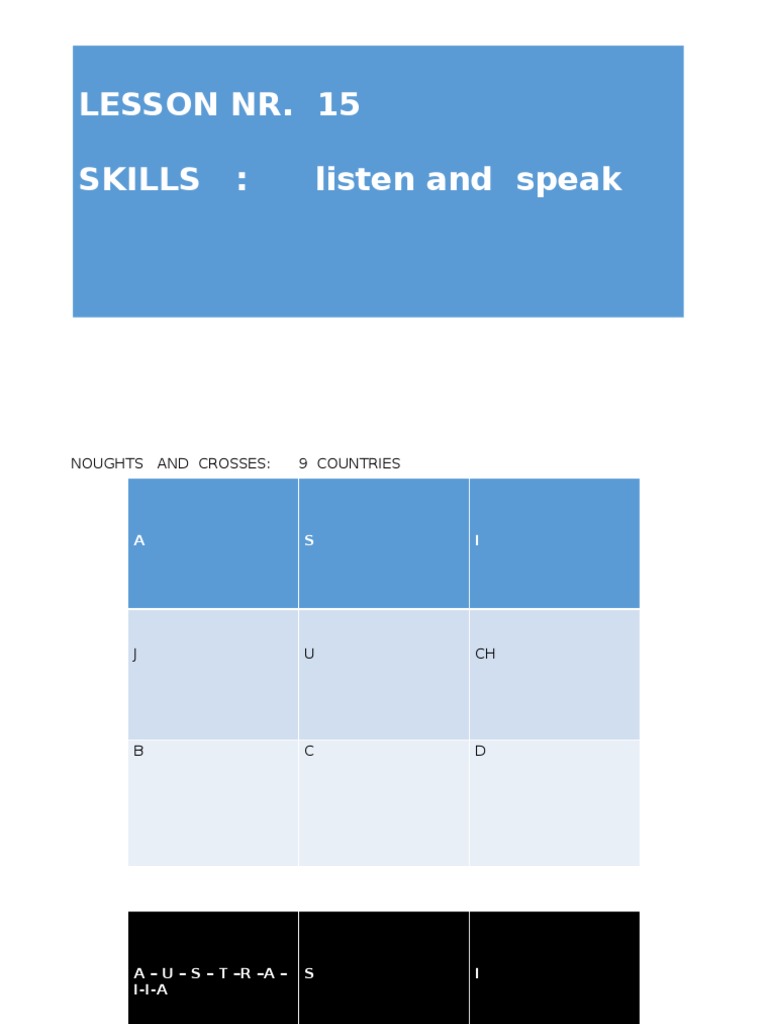 Lesson Nr. 15 SKILLS: Listen and Speak | PDF