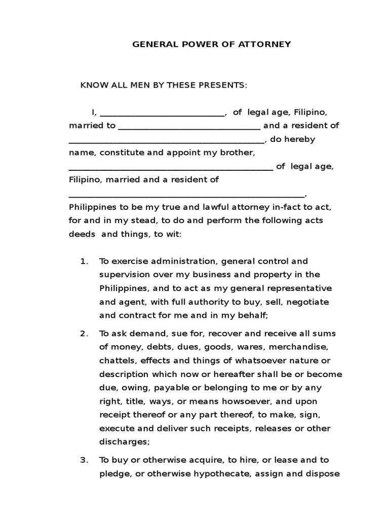 General Power of Attorney Draft 2 | PDF