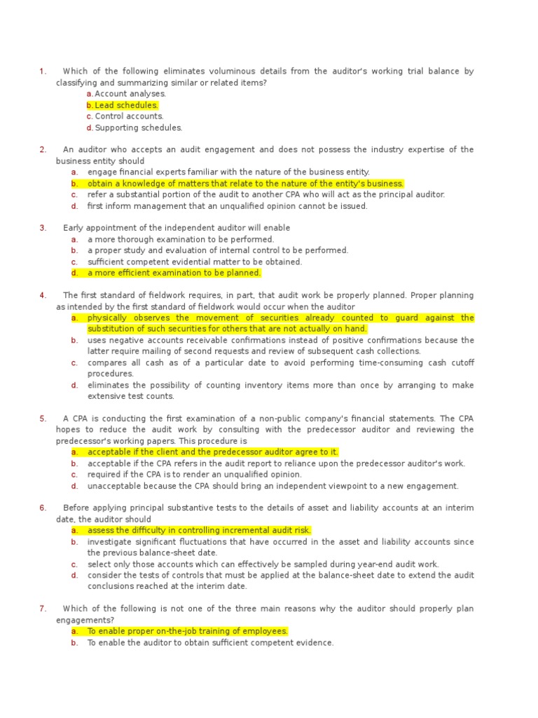 Auditing Questions | Financial Audit | Going Concern